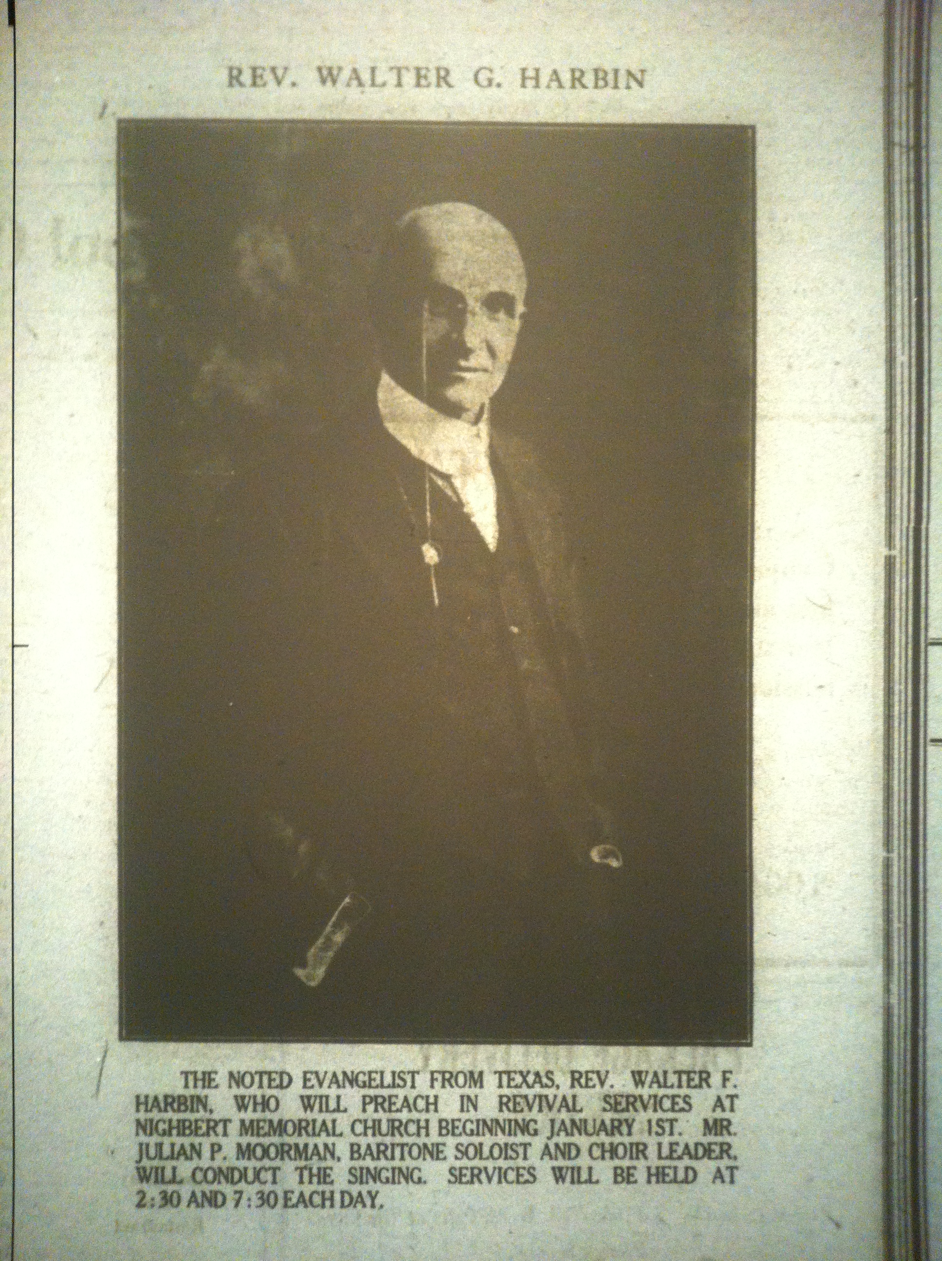 Rev. Walter G. Harbin (1921) | Brandon Ray Kirk